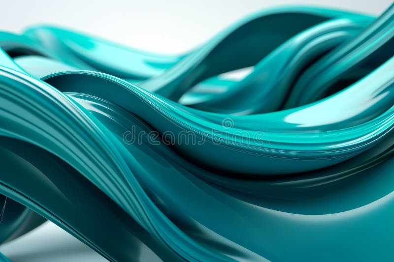 Modern Teal Blue Twisted Wave Industrial Design 3D Render Stock ...