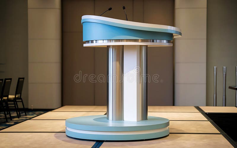 Modern Teal and White Podium for Conference or Presentation Stock ...
