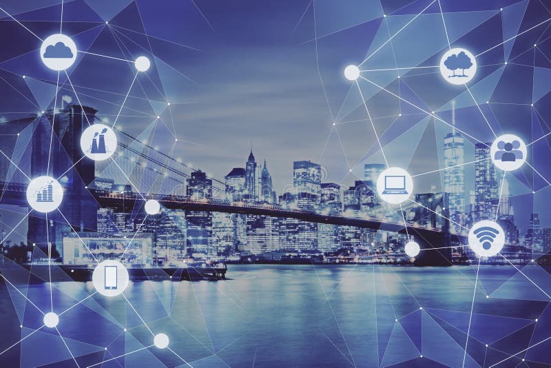 Modern tech city wallpaper stock photo. Image of display - 111389706