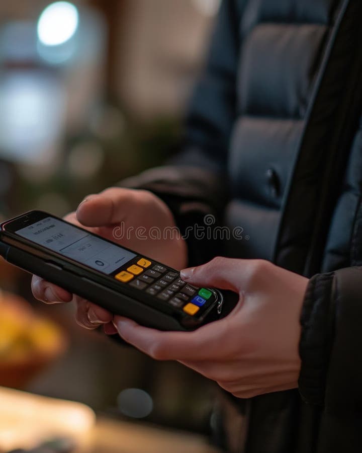 Digital Transaction: Interacting with Payment App on Phone Stock ...