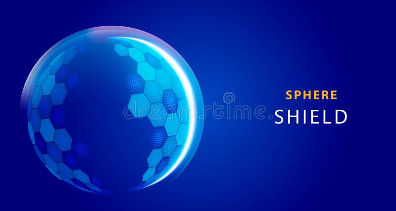 Modern Tech Futuristic of Bubble Dome Shield Sphere with Hexagon ...