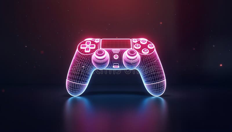 Modern Tech Game Controller Design. Wireframe Low Poly Mesh ...