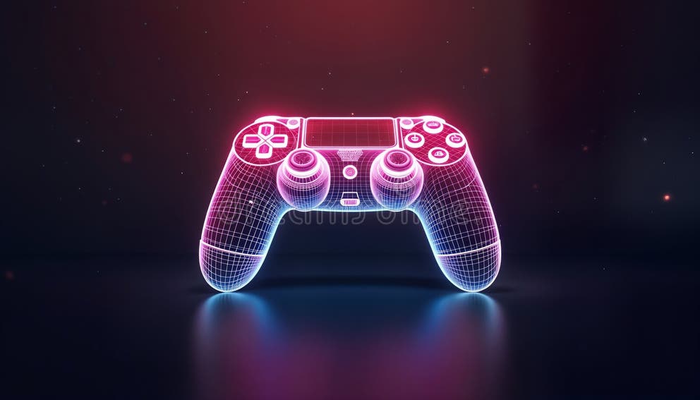 Modern Tech Game Controller Design. Wireframe Low Poly Mesh ...