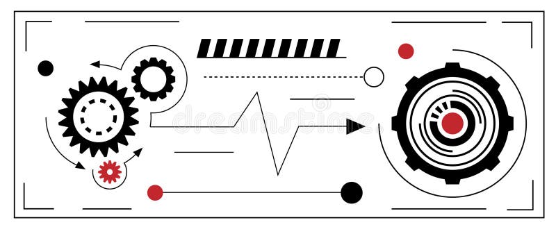 Modern Tech Gear Connections Line Art Stock Vector - Illustration of ...