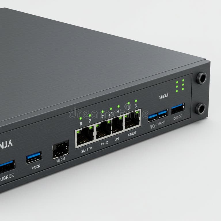 A Modern Tech Hub Features a Black Cable Management Cabinet Labeled "Tech Hub Stock Illustration ...