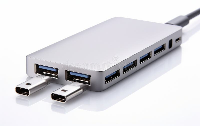 Modern Tech Hub on White Background Stock Illustration - Illustration ...