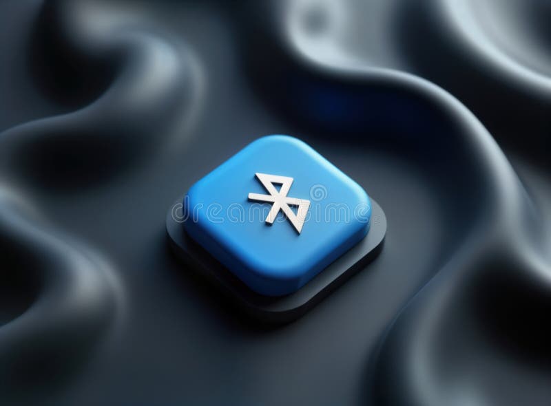 Modern Tech Icon Bluetooth Button. Blue Square Button with White Symbol ...