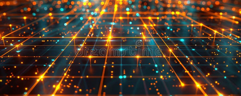 Modern Tech Illustration Featuring a Square Grid Pattern, Lines ...