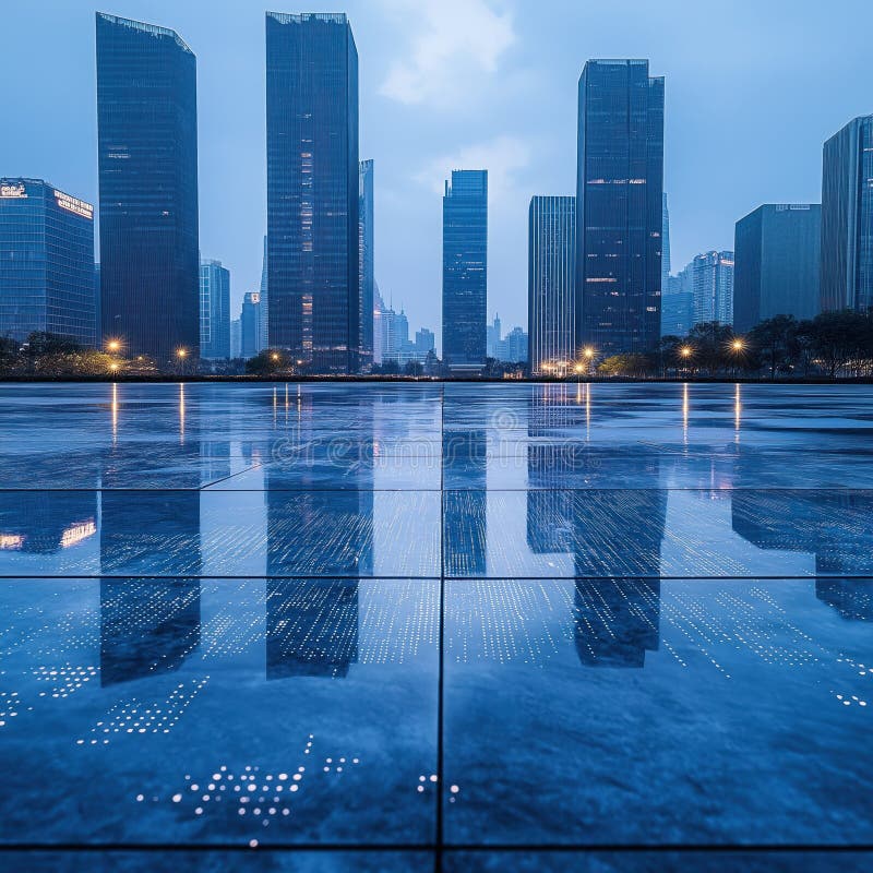 Skyline of Futuristic City with Fictional Architecture in Panoramic ...