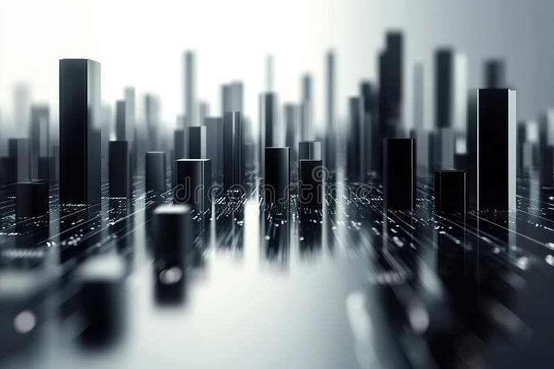 A Modern Tech-inspired Backdrop Showcases 3D Bar Graphs and Floating ...