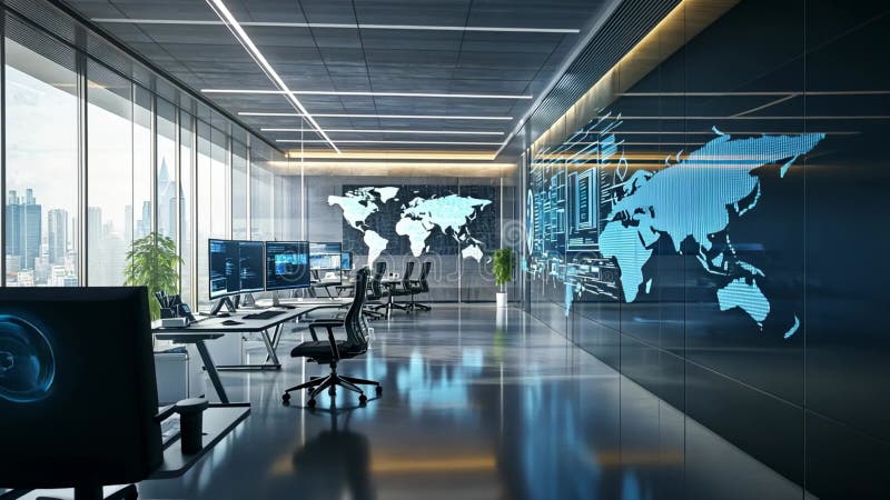 Modern Tech Office with Panoramic City View, Sleek Design, and Advanced ...