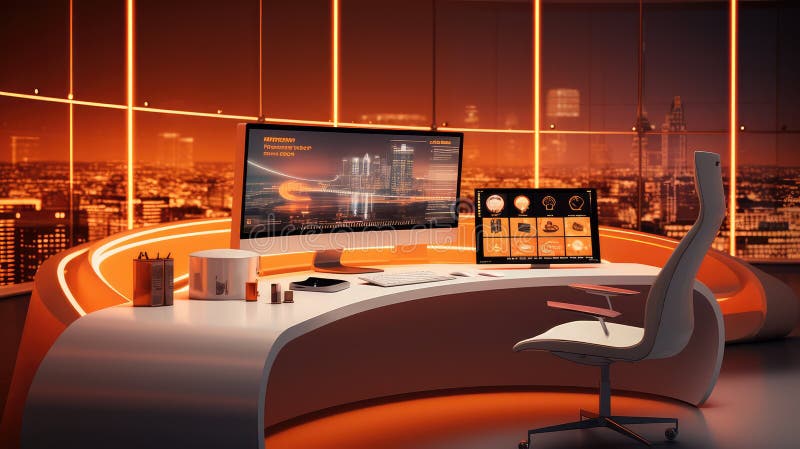 Modern tech orange stock illustration. Illustration of generated ...