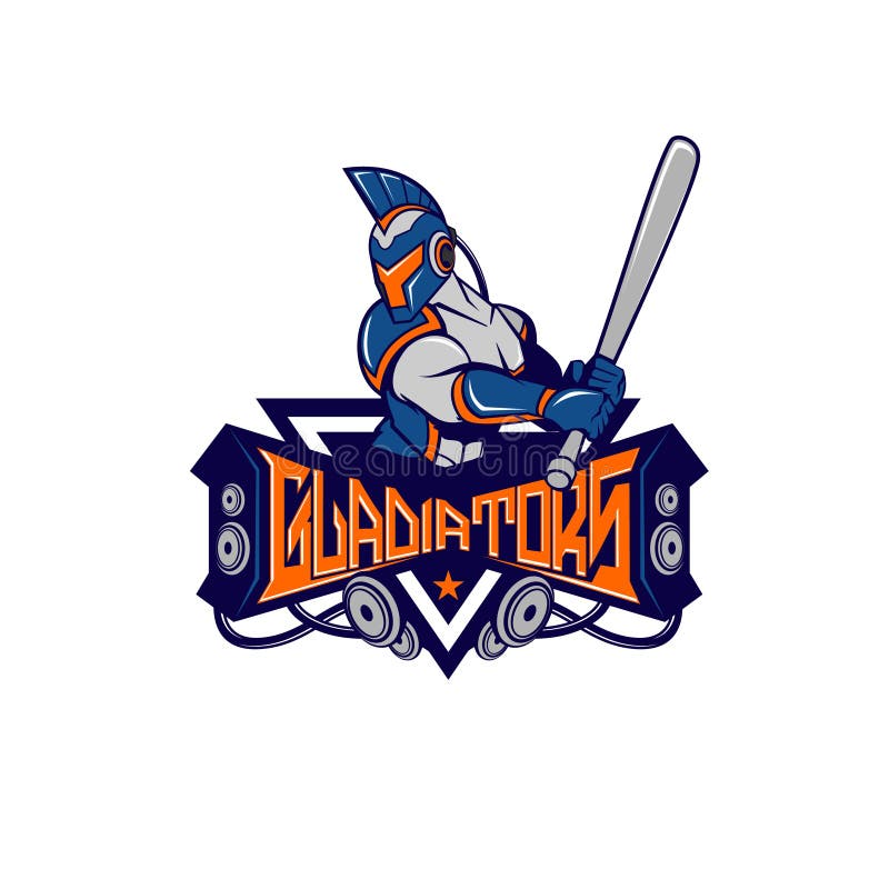 Modern Tech Robot Gladiator Holding a Baseball Bat Disc Jockey Mascot ...