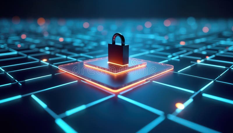 Modern Tech Security Concept. Abstract Digital Network Structure. Lock ...