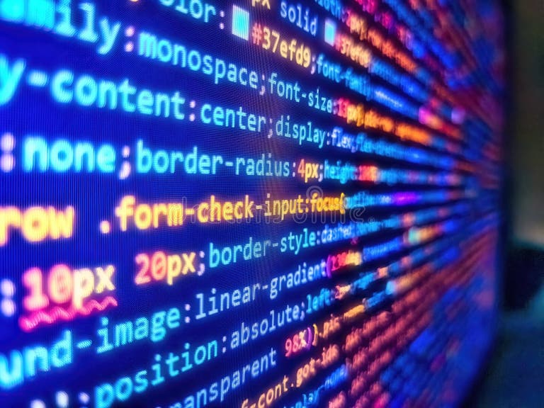 Modern Tech. Software Developer Programming Code on Black Screen ...