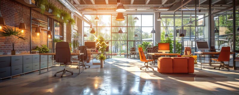 Modern Tech Startup Office with Open Workspaces, Innovative Environment ...