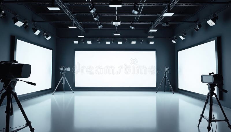 Modern Tech Studio Interior. VR Sets, Motion Capture Gear Positioned in ...