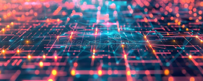Modern Tech-themed Illustration Showcasing a Square Grid Pattern with ...