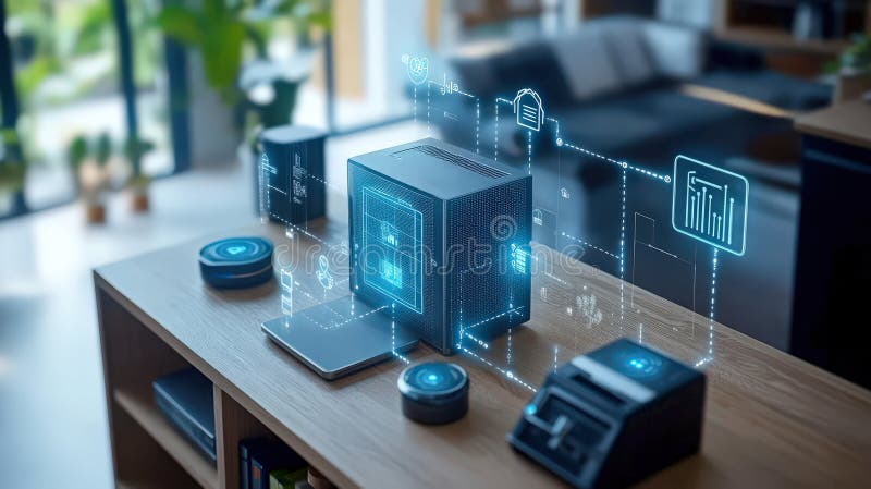 Modern Tech Workspace with Digital Interactions and Smart Devices ...