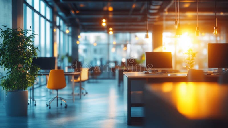 Modern Tech Workspace with Warm Lighting Ideal for Virtual ...