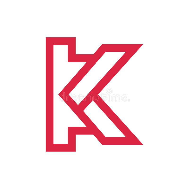 Modern TechLetter K Monogram Red Color Stock Vector - Illustration of sign, font: 387692766