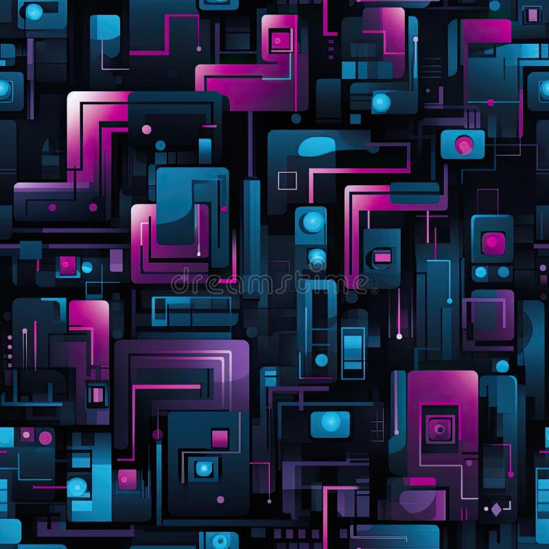 Modern Techno Background with Repetitive Shapes and Retro Charm (tiled ...