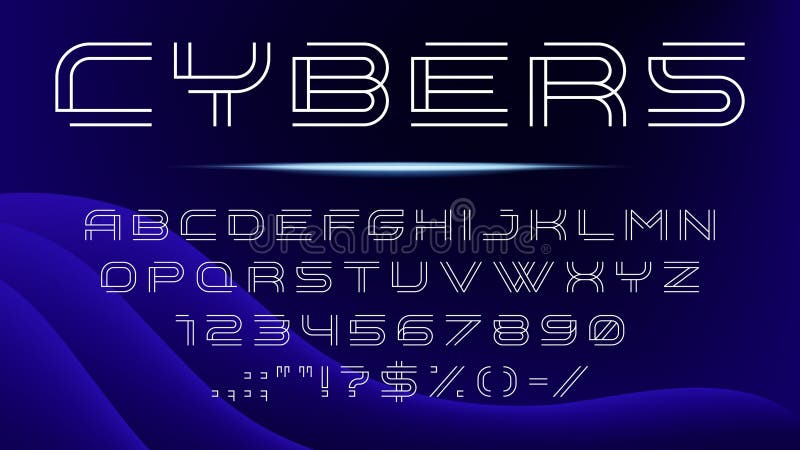 Modern Techno Font, Futuristic Line Type, Typeface Stock Illustration ...