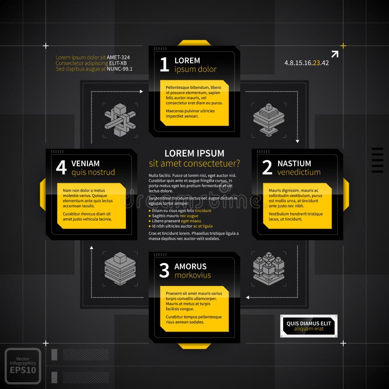 Modern Techno Layout with 4 Options in Techno Style. Stock Vector ...