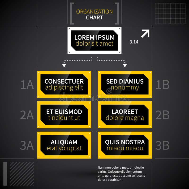 Modern Techno Organization Chart Template. Stock Vector - Illustration ...