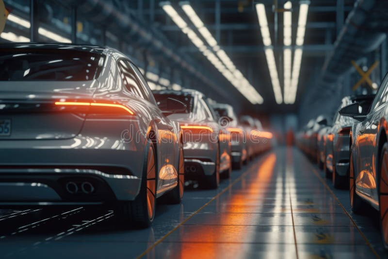 Modern Technological Car Factory. Automated Assembly Line Stock ...