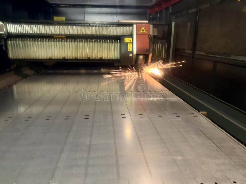 Modern Technological Cnc Cutting Power Action on Metallic Horizontal ...