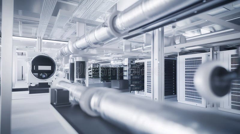 Modern Technological Infrastructure Featuring Metallic Piping and ...