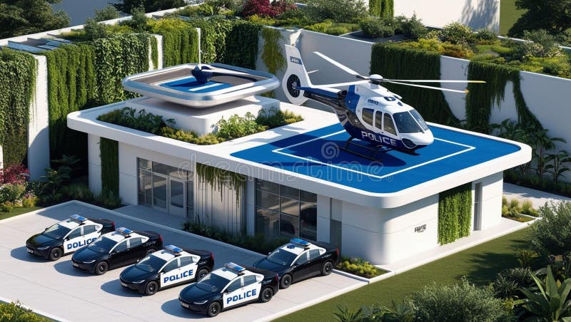 Modern Technological Police District Office Stock Illustration ...