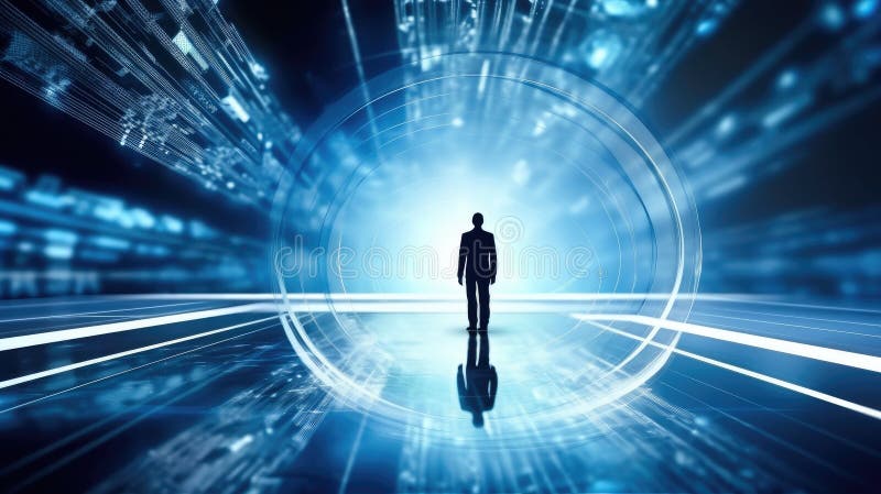 Modern Technologies in Business, Rear View, Futuristic Technology ...