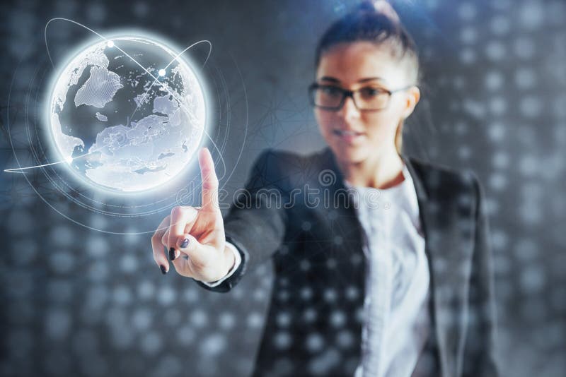 Modern Technologies, Internet and Network Concept - Man in Business ...