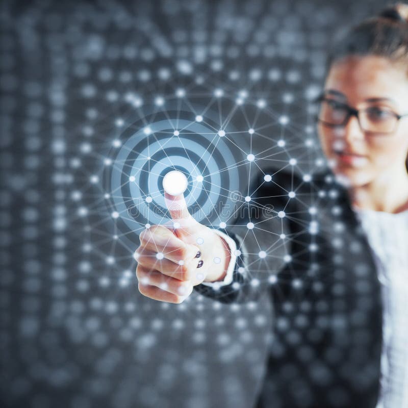 Modern Technologies, Internet and Network Concept - Man, Presses the ...