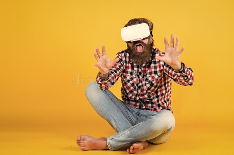 Modern Technologies. Man with Glasses of Virtual Reality. Future ...