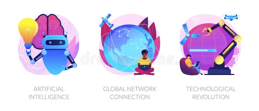 Modern Technologies Progress Metaphors Stock Vector - Illustration of ...