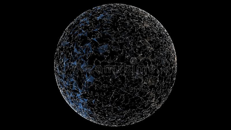 Plexus Style Rotating Sphere in White Dots and Lines on the Alpha ...
