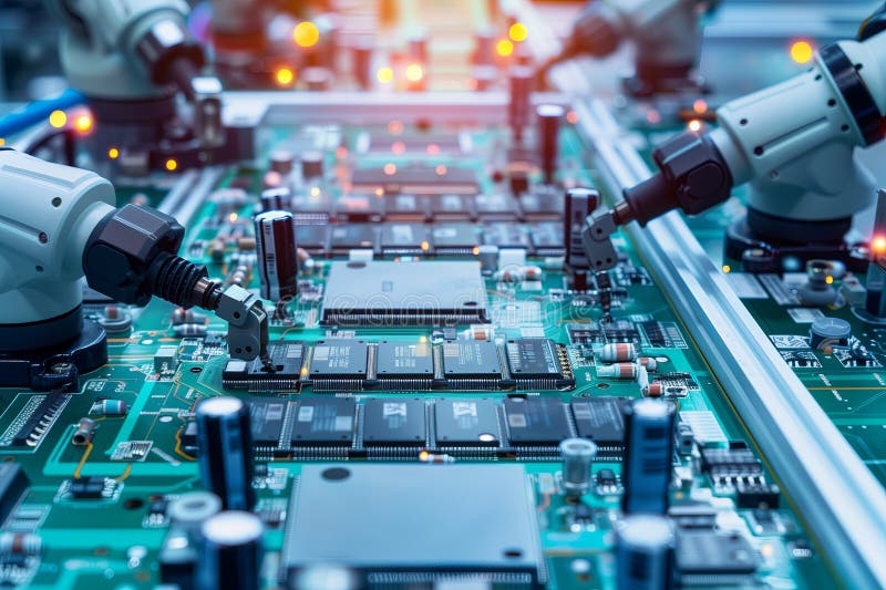 Modern Technology Circuit Board with Digital Components. Closeup of ...