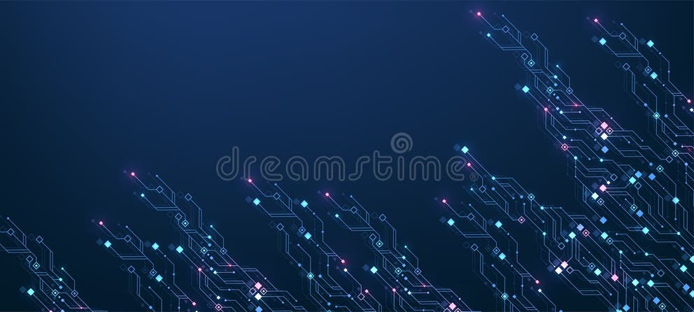 Modern Technology Circuit Board Texture Background Design. Quantum Computer Technologies ...