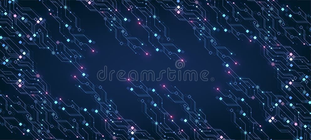 Modern Technology Circuit Board Texture Background Design. Quantum Computer Technologies ...