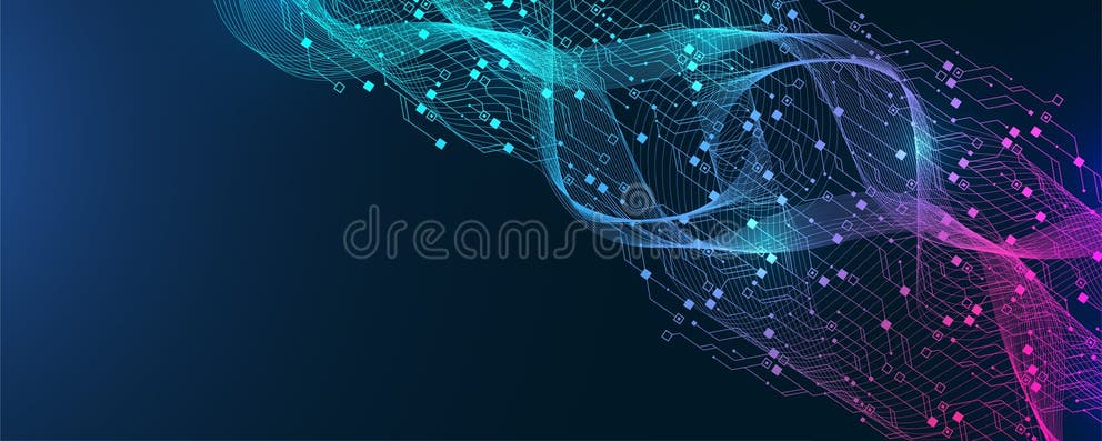 Modern Technology Circuit Board Texture Background Design. Quantum Computer Technologies ...