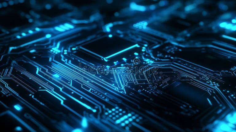 Modern Technology Circuit Board Texture Design. Features Flowing Waves ...