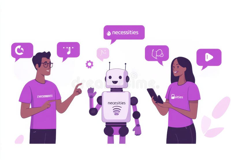 Modern Technology Concept Illustration Featuring Two People Interacting ...