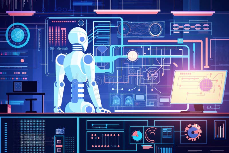 Modern Technology Concept with Machine Learning. Brain-like Neural ...