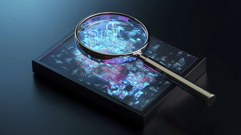 Modern Technology Concept with Magnifying Glass Over Digital Data ...