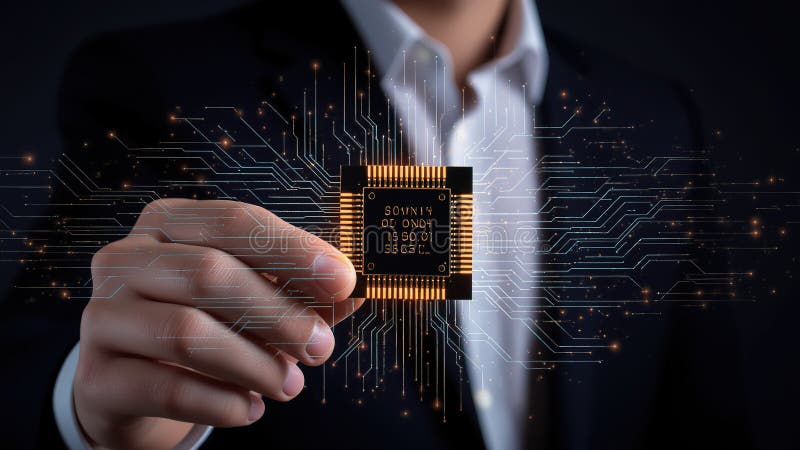 Modern Technology Concept with Microchip and Digital Connections Stock ...