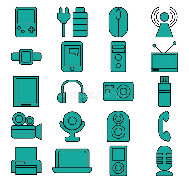 Modern Technology Devices, Icon Stock Vector - Illustration of isolated ...