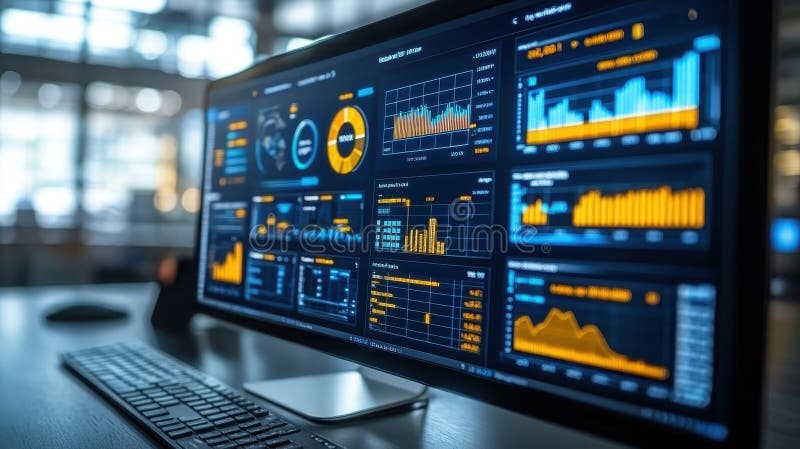 Modern Technology Ecosystem with Data Analytics Dashboard on Computer ...